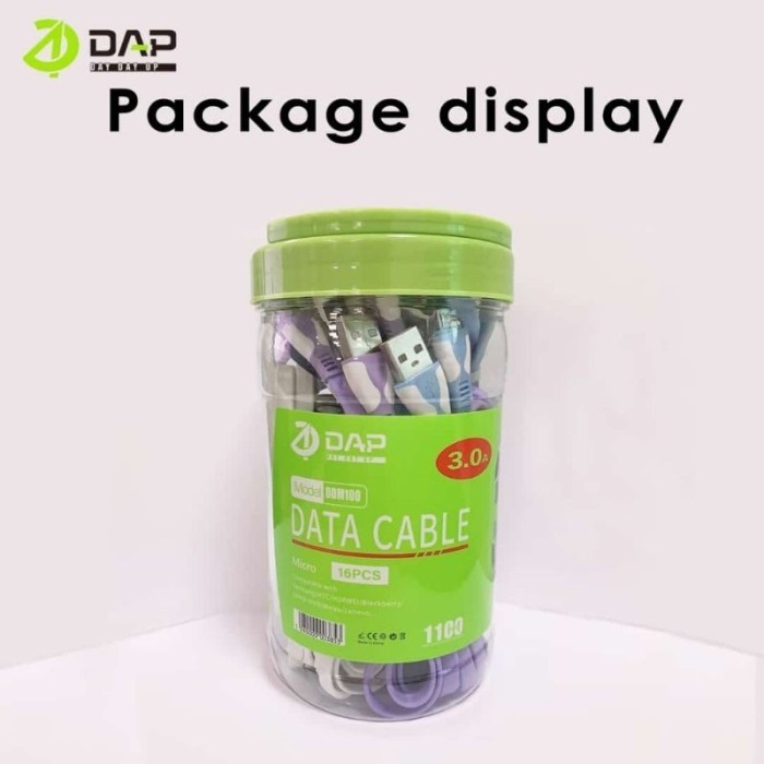 Jual DAP KABEL DATA DDM100 MICRO / DDT100 TYPE-C (1 TOPLES ISI 16 PCS) 3A 1M FAST CHARGING ...