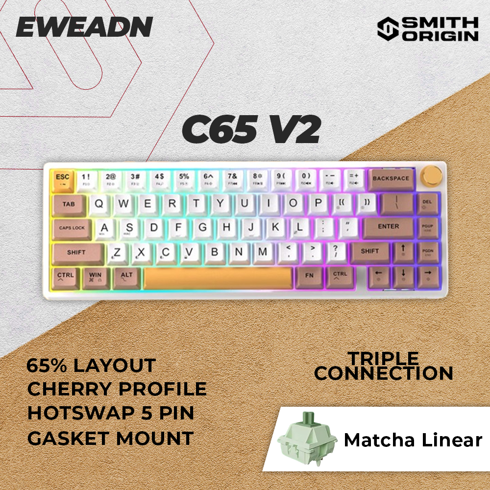 Jual EWEADN C65 V2 VIA 65% Gasket Mount Hotswappable RGB Wireless Mechanical Keyboard | Shopee ...