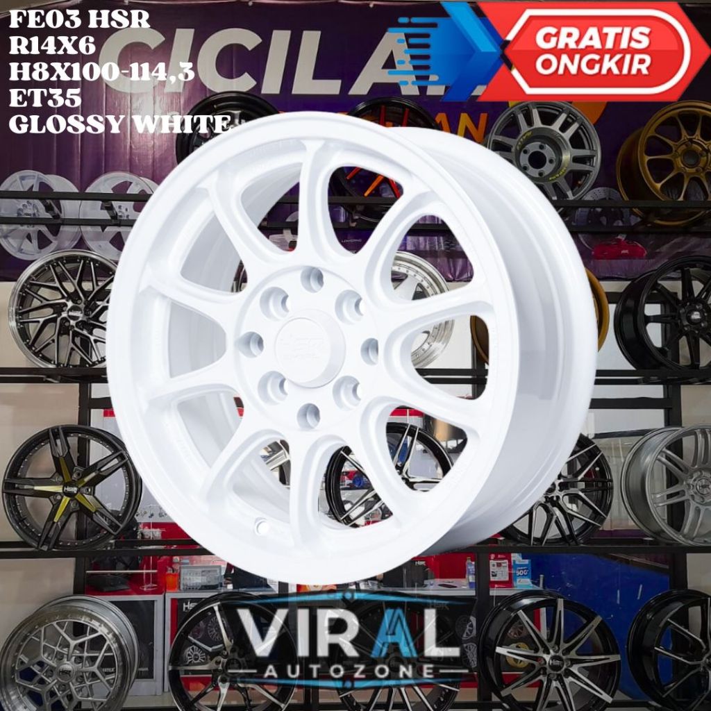 Jual Velg Mobil Ring 14 HSR FE03 R14 LEBAR 6 LOBANG BAUT 4 ET35 WHITE / PUTIH | Shopee Indonesia
