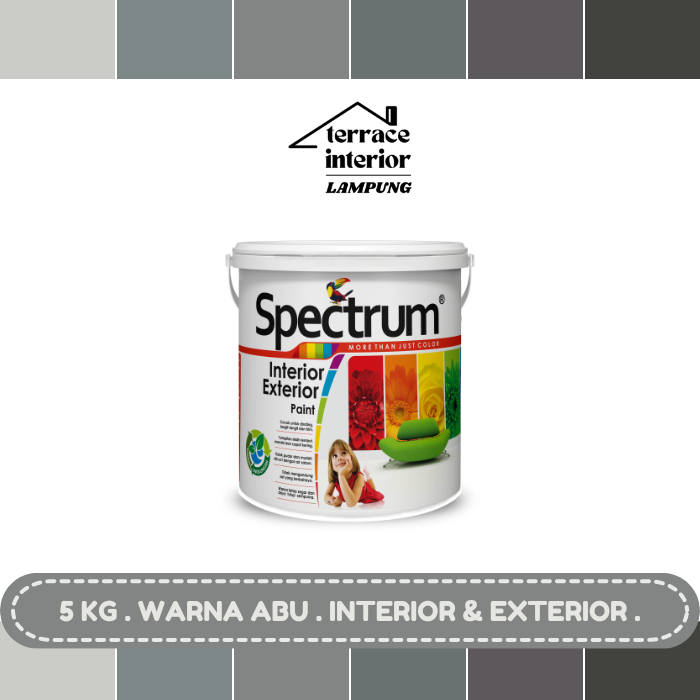 Jual Cat Tembok Spectrum Interior & Exterior Warna Abu 5 Kg | Shopee ...