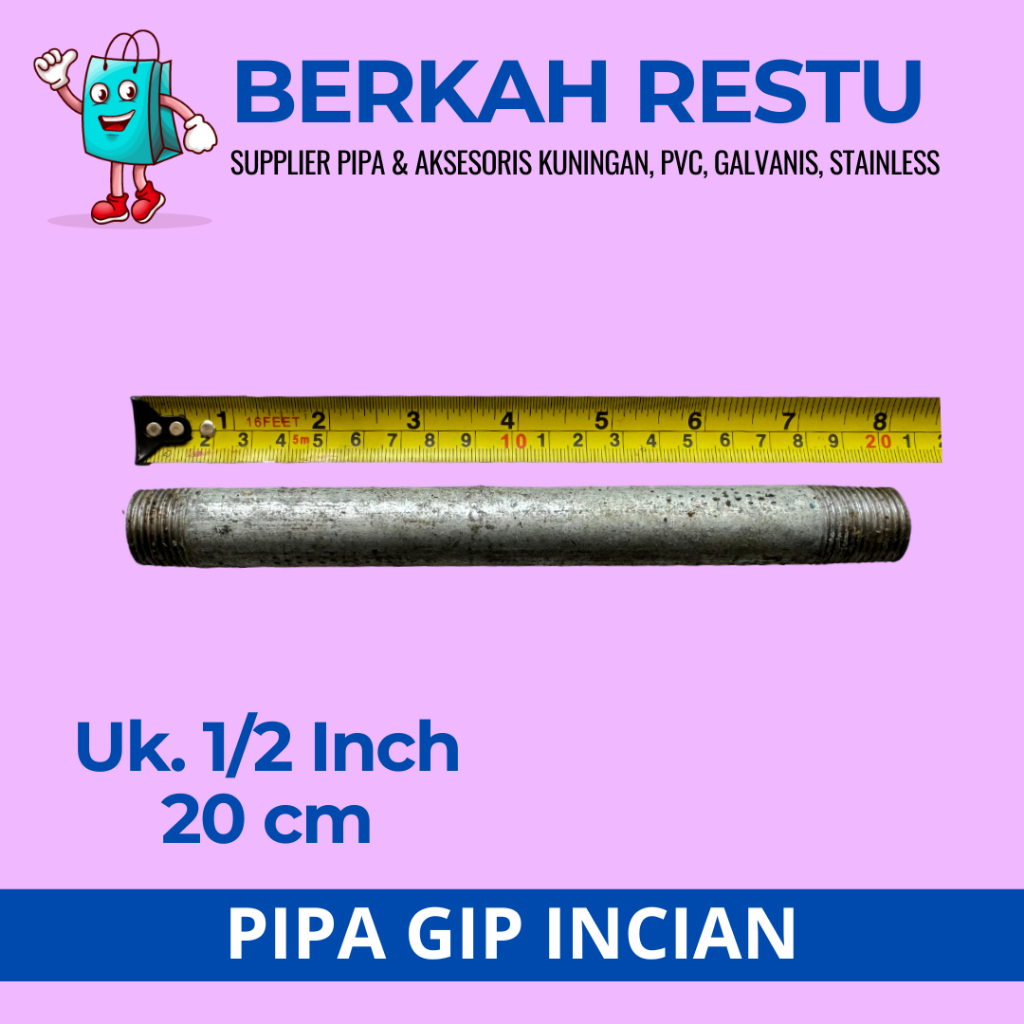 Jual Pipa Incian GI / Pipa Besi / Pipa Galvanis 1/2 Inch 20 cm | Shopee ...