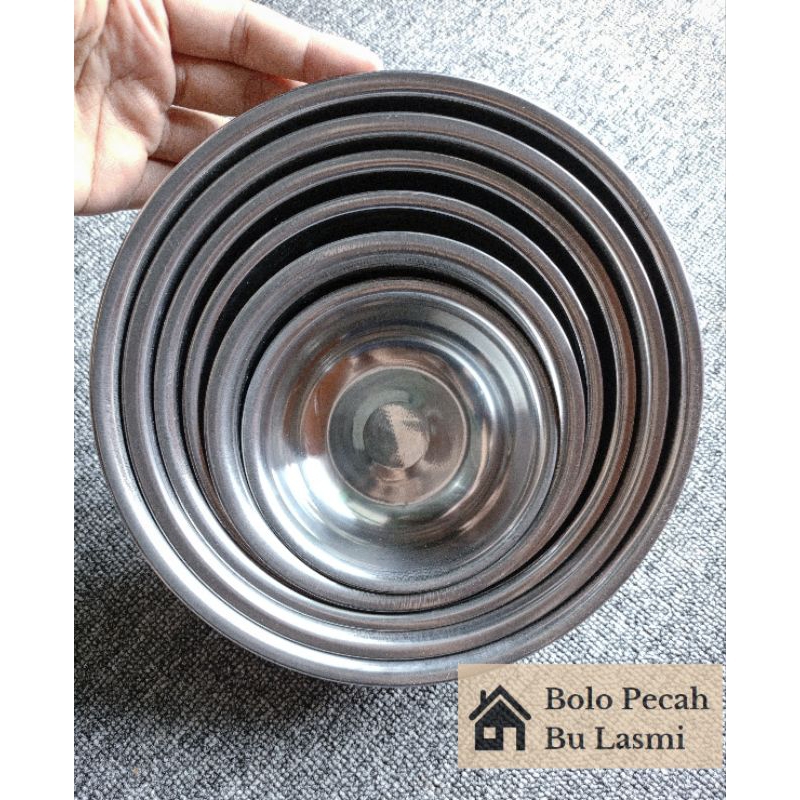 Jual 1 Set 6 Pcs Ukur No 14-24 Mangkok Stainless / Mangkok Baskom ...