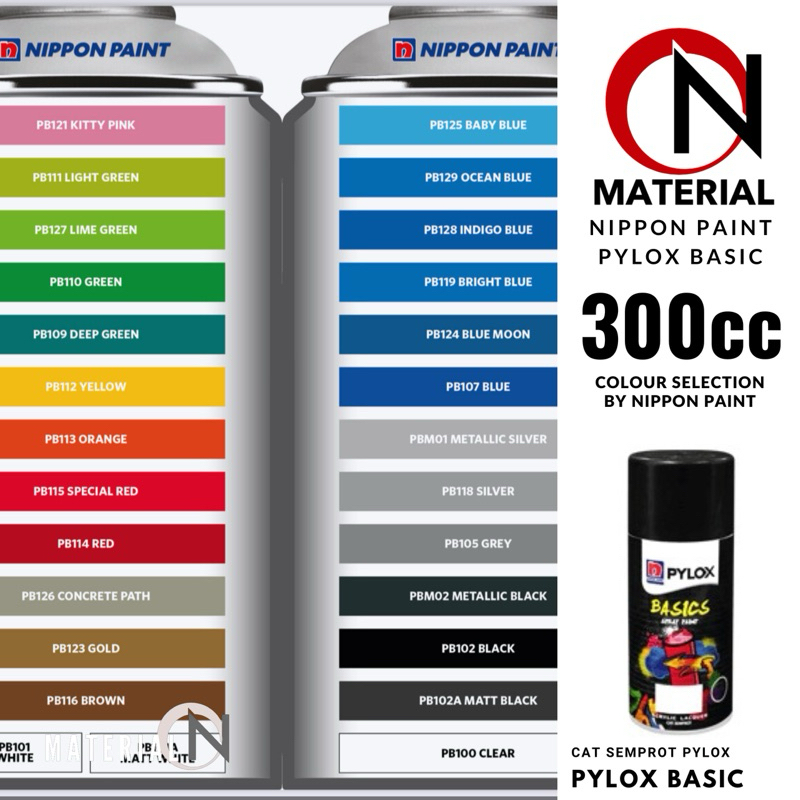 Jual CAT SEMPROT PYLOX NIPPON PAINT BASIC KEMASAN 300 CC ANEKA WARNA EKONOMIS BERKUALITAS ...