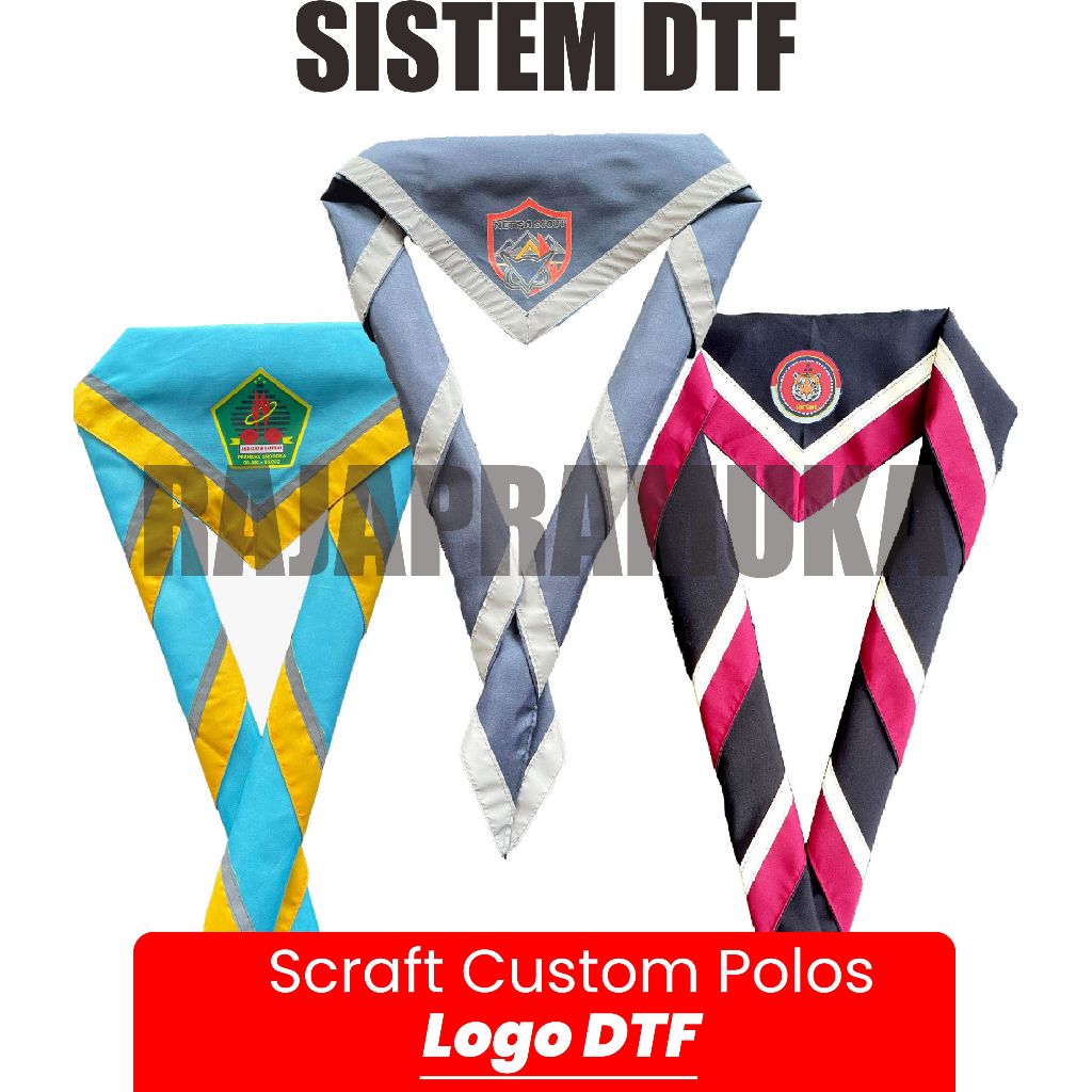 Jual Scarf Pramuka Custom Logo Lis menyala Scraft Polos Custom Dtf ...