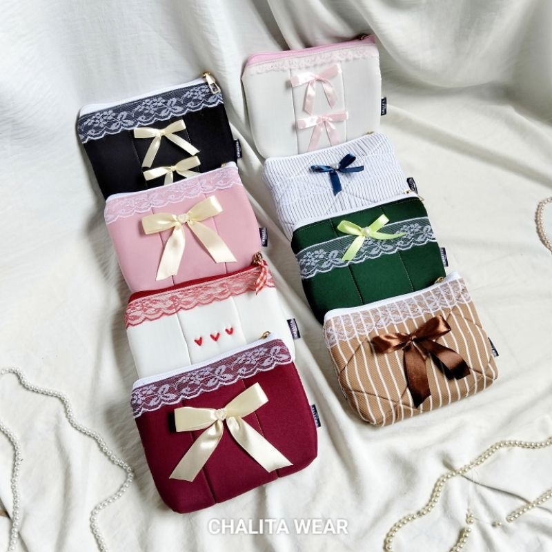 Jual CHALITA Coquette Lace illusion dollette makeup pouch jewelry ...