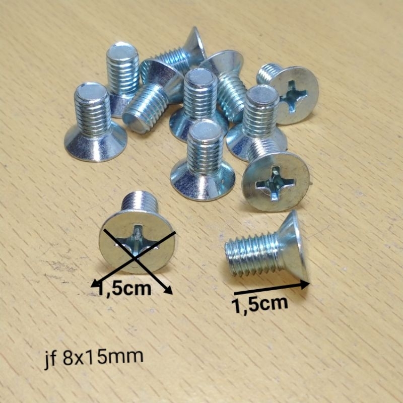 Jual [ isi 94 pcs baut Jf obeng +m8 x 15mm / 1,5 cm pitch 1,25 standart | Shopee Indonesia
