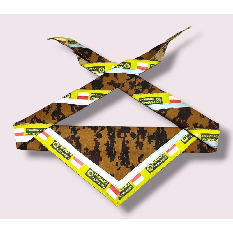 Jual Scraf loreng woven pramuka lis tunas kuning menyala dalam gelap ...