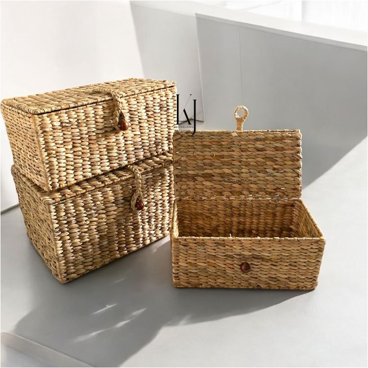 Jual Box Penyimpanan Serbaguna / Joy Box Enceng Kancing Bulat / Box ...