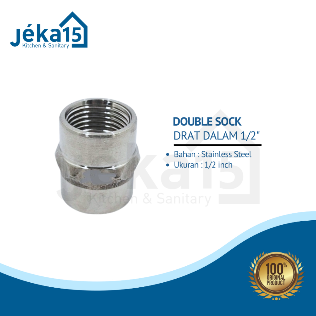 Jual DOUBLE SOCK DRAT DALAM 1/2 INCH | DOUBLE NEPEL DRAT DALAM | Shopee Indonesia