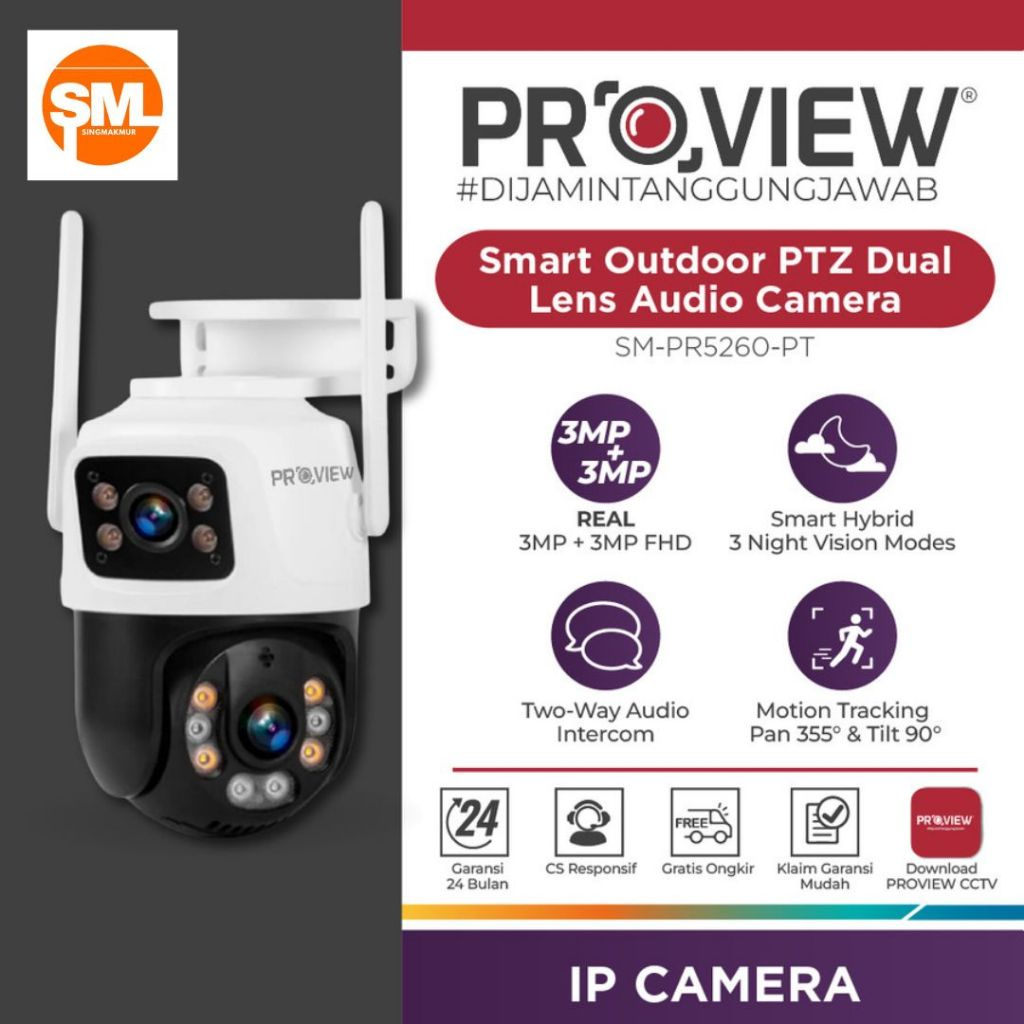 Jual PROVIEW Smart Outdoor PTZ Wi-Fi DUAL LENS IP Camera Smart Hybrid ...