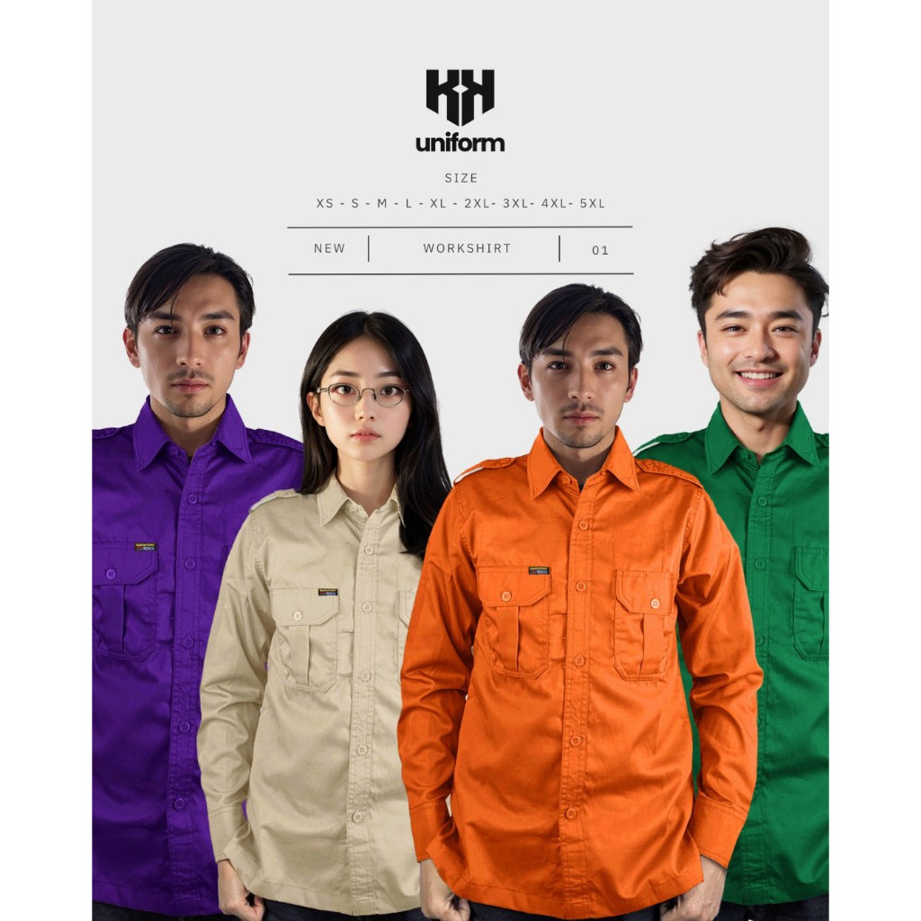Jual Kemeja Polos Warna Ungu Tua, Krem Muda, Oranye/ oren, Hijau Fuji ...