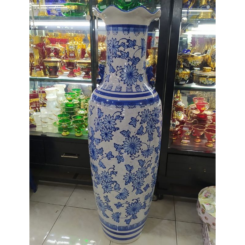 Jual Guci biru putih keramik import/pajangan guci besar tinggi 120 cm ...