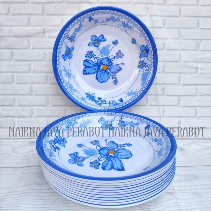 Jual PIRING MAKAN MELAMIN BUNGA BIRU FOODGRADE TEBAL,AWET, DAM TAHAN ...