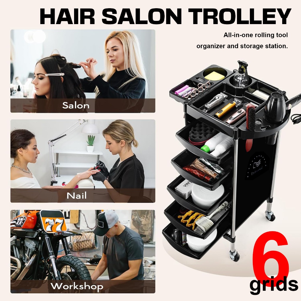 Jual hair salon trolley Rak salon Rak troli barberahop troley salon 6 ...