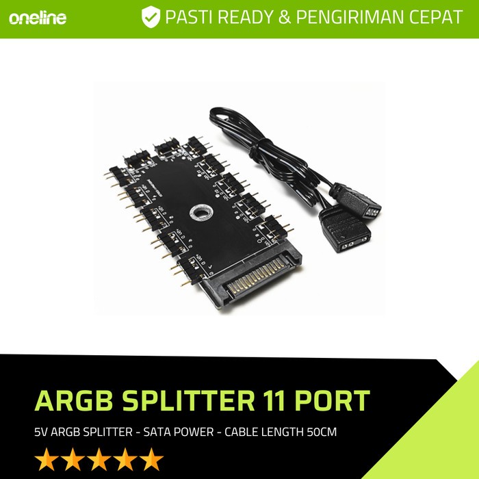 Jual ARGB Hub Splitter 1-to-11 Port 3 Pin 5V SATA Power | Shopee Indonesia