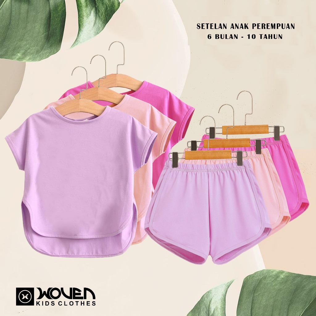 Jual Setelan baju anak perempuan polos celana pendek umur 1 2 3 4 5 6 7 ...