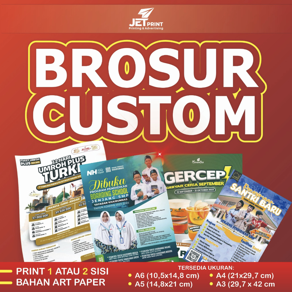 Jual CETAK BROSUR CUSTOM TERMURAH | A6 | A5 | A4 | A3 [ 1 SISI / 2 SISI ...
