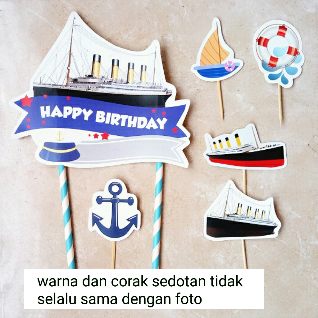 Jual hiasan kue ulang tahun cake topper tema Kapal Laut Kapal Pesiar ...