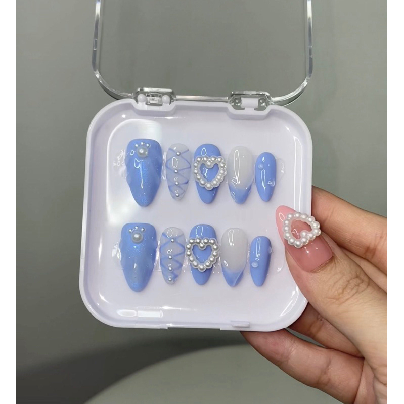 Jual Press On Nails Kerang 3D Mutiara - Press On Nails Custom Size ...