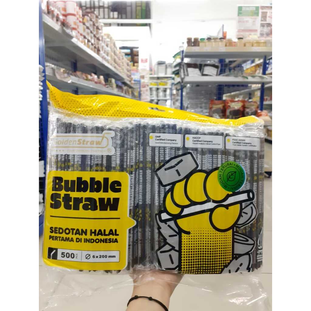 Jual Sedotan 6x200mm Golden Straw, Bubble Straw hitam, 1 bungkus isi ...