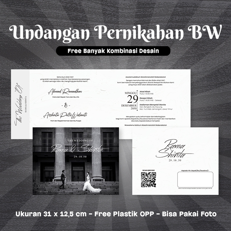 Jual UNDANGAN ELEGANT FOTO HITAM PUTIH | UNDANGAN FOTO BW | UNDANGAN ...