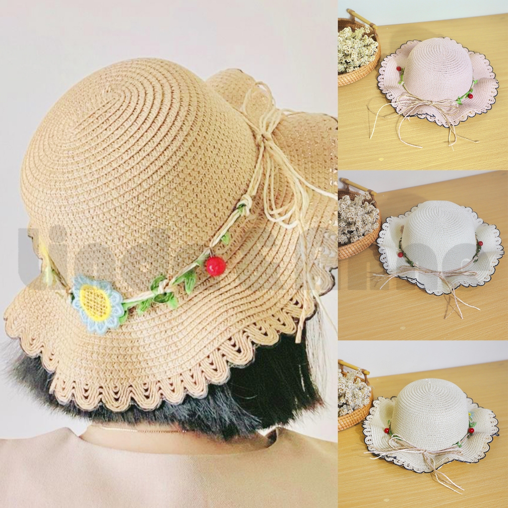 Jual L&A - Topi Rajut Anak Bahan Jerami Topi Pantai Anak Aksen Buah Lucu Kids Summer Hat ...