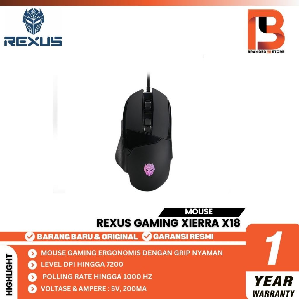 Jual Rexus X18 / X-18 Rifle Ergonomic Gaming Wired Mouse RGB - Hitam ...
