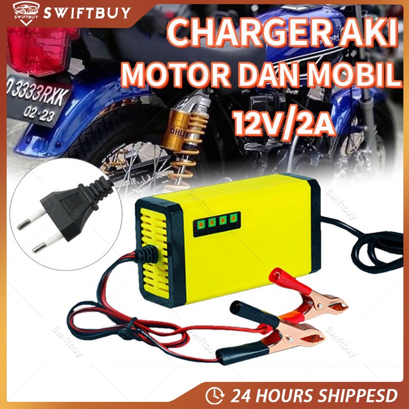Jual Cas Casan Aki Motor Mobil 12v 2a 12v/12a Portable Otomatis Charger ...