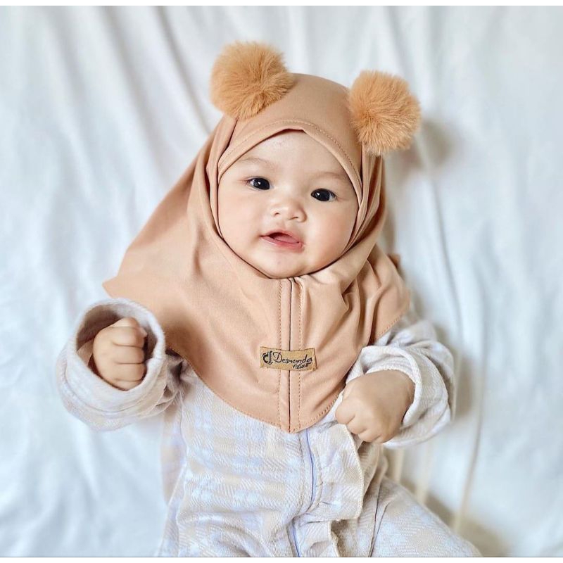 Jual Hijab Pom Pom Anak Bayi Usia 0-3 tahun / Kerudung Bayi / Jilbab ...