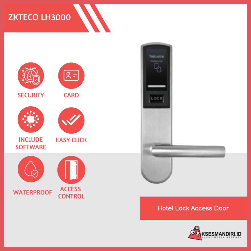 Jual Handle Pintu Hotel Lock Keylock Zkteco LH3000 | Shopee Indonesia