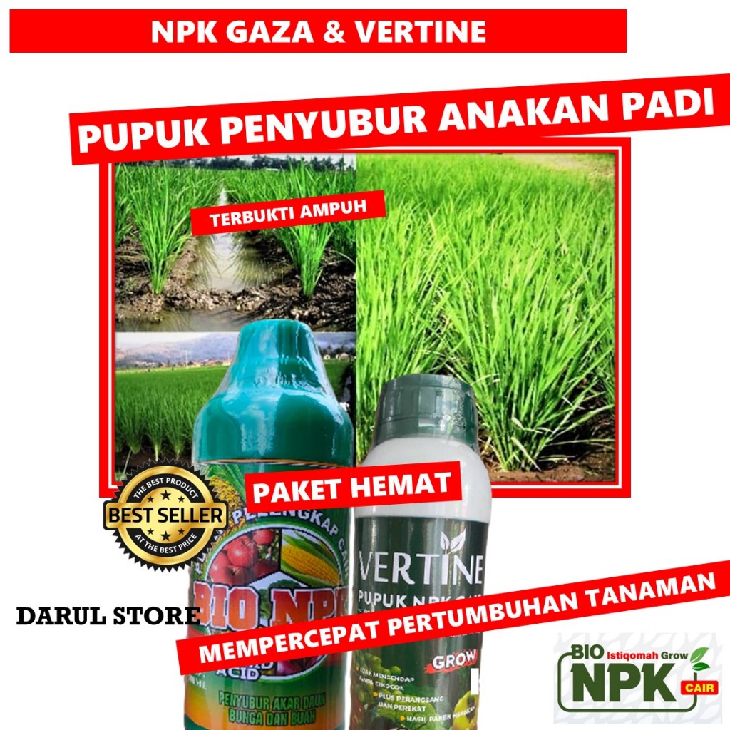 Jual Pupuk Penyubur Anakan Padi Vertine & Bio Npk Melebatkan Daun Padi Melebarkan Tunas Padi ...