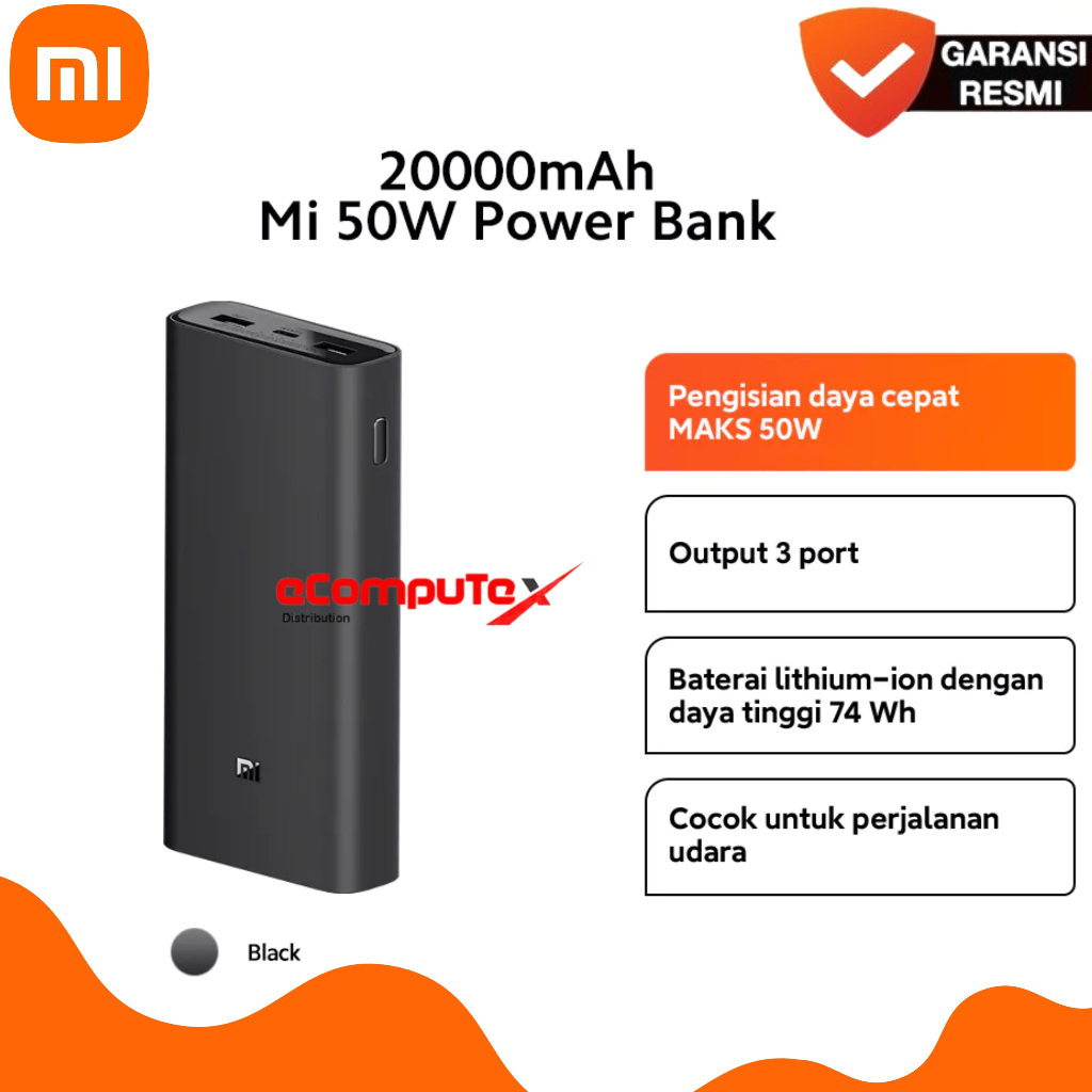 Jual XIAOMI POWERBANK 50W 20000Mah OUTPUT 3 PORT FAST CHARGING ORIGINAL - GARANSI RESMI | Shopee ...