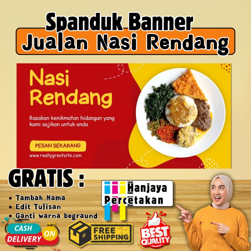 Jual PERCETAKAN - SPANDUK JUALAN NASI RENDANG | BANNER JUALAN MAKANAN ...