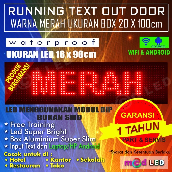 Jual RUNNING TEXT RUNNINGTEXT LED DISPLAY P10 OUTDOOR OUT DOOR WARNA ...