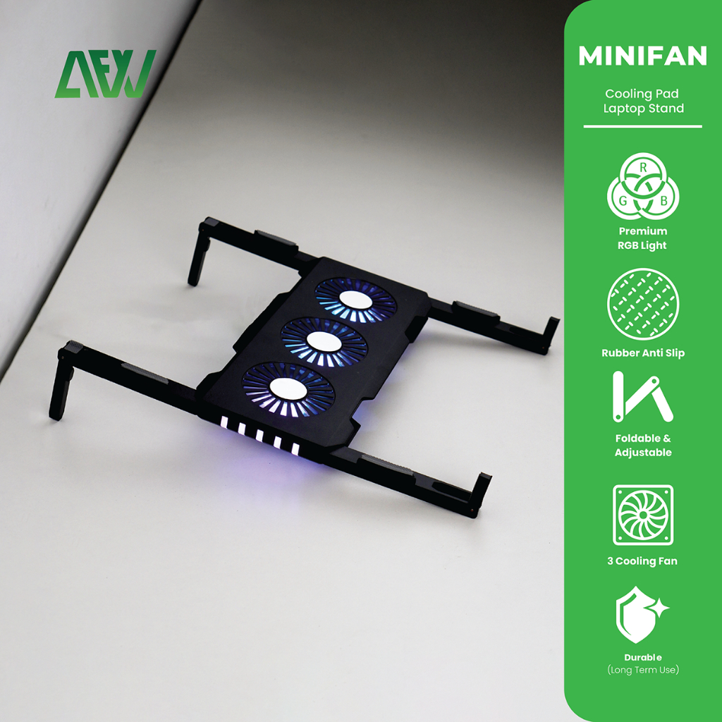 Jual Stand Laptop / Notebook Portable Cooling PAN RGB Folding MINIFAN ...