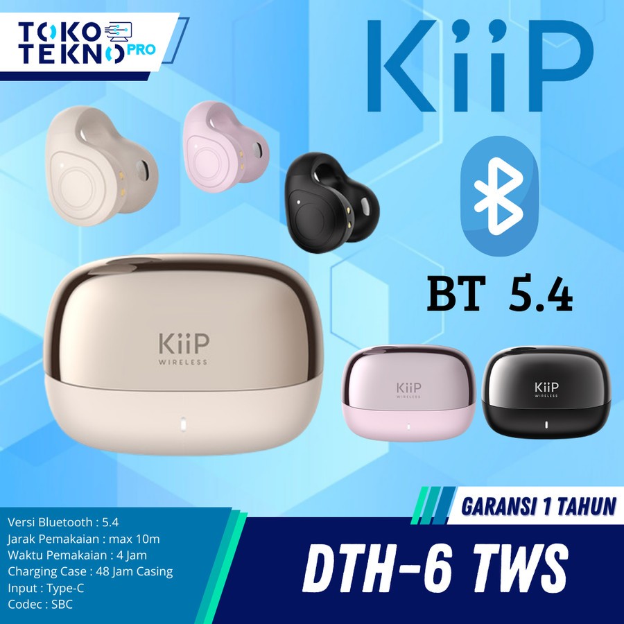 Jual KiiP DTH6 / DTH-6 TWS Ear Clip Bluetooth BT 5.4 Earphone Hi-Fi 360 ...