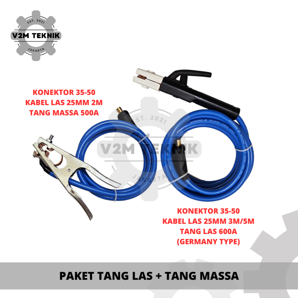 Jual PAKET KOMPLIT Kabel Las Konektor 35-50 MM / PAKET Stang Las 600A GERMANY + Tang Massa 500A ...