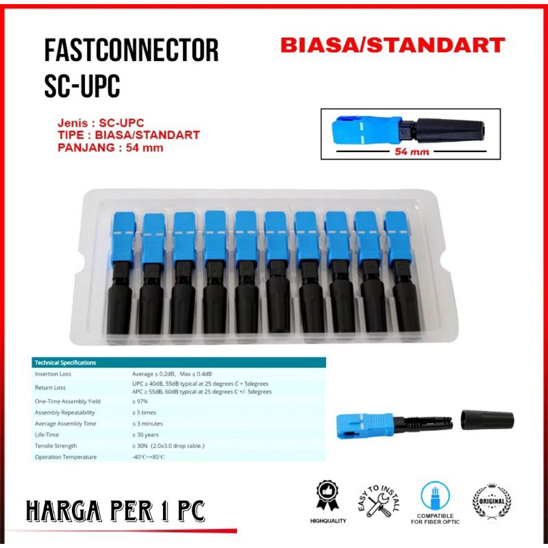 Jual FAST CONNECTOR SC UPC BIASA / STANDAR NON BUAYA / FAST CONNECTOR ...