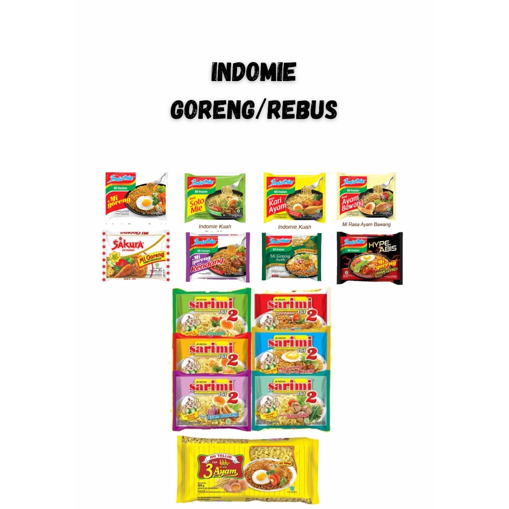 Jual Indomie Goreng / Rebus | Sarimi | Mie Sakura | Mie Telur 3 Ayam ...