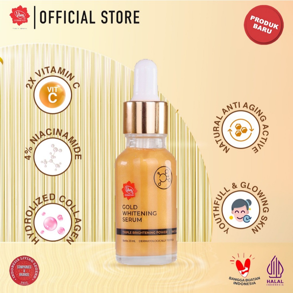 Jual Viva Gold Whitening Serum with Triple Brightening Power, 2% ...