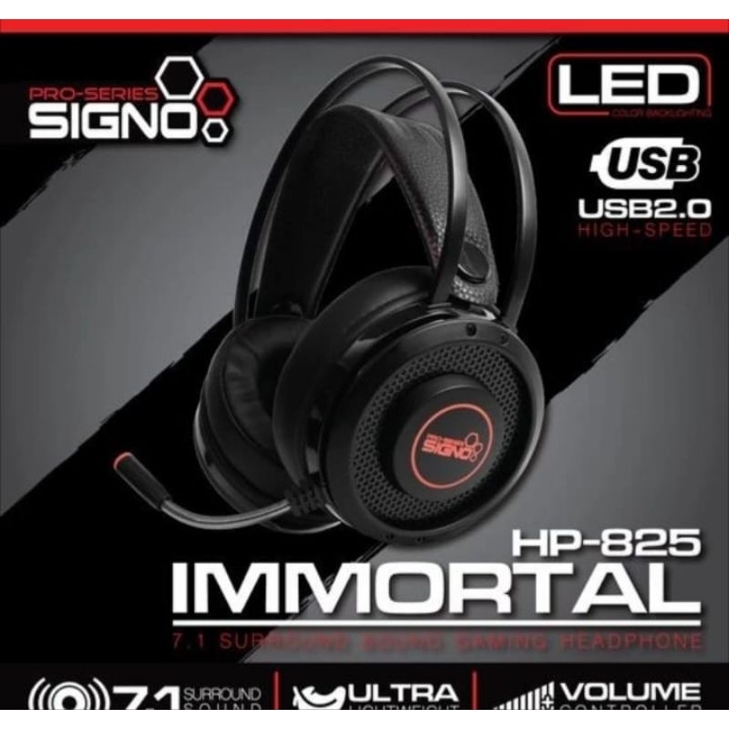 Jual SIGNO 7.1 Surround Sound Gaming Headphone IMMORTAL HP-825 (Black ...