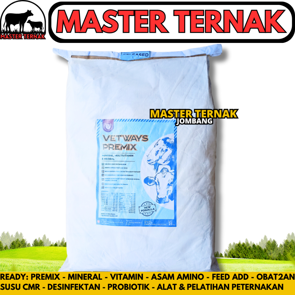 Jual VETWAYS PREMIX 25 KG - Premix Mineral Multivitamin Penambah Nafsu Makan & Penggemuk Sapi ...