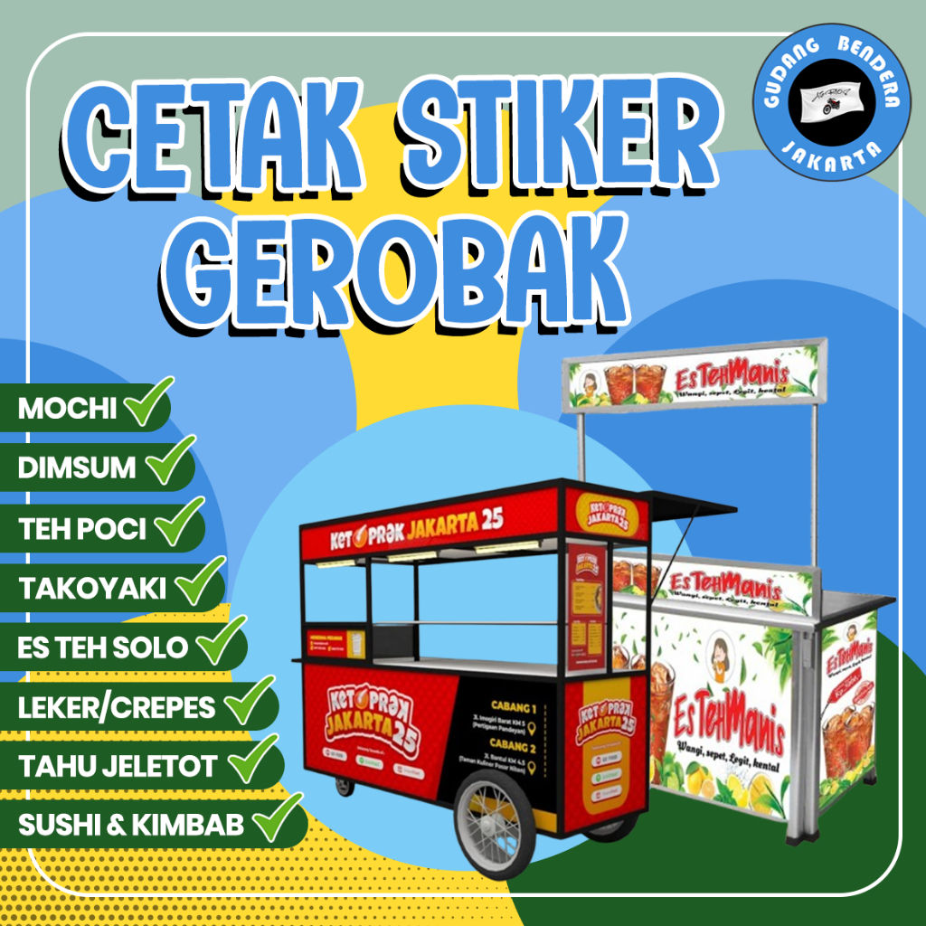 Jual CETAK STIKER GEROBAK ES TEH SOLO TAKOYAKI ES TEH DIENG | Shopee ...