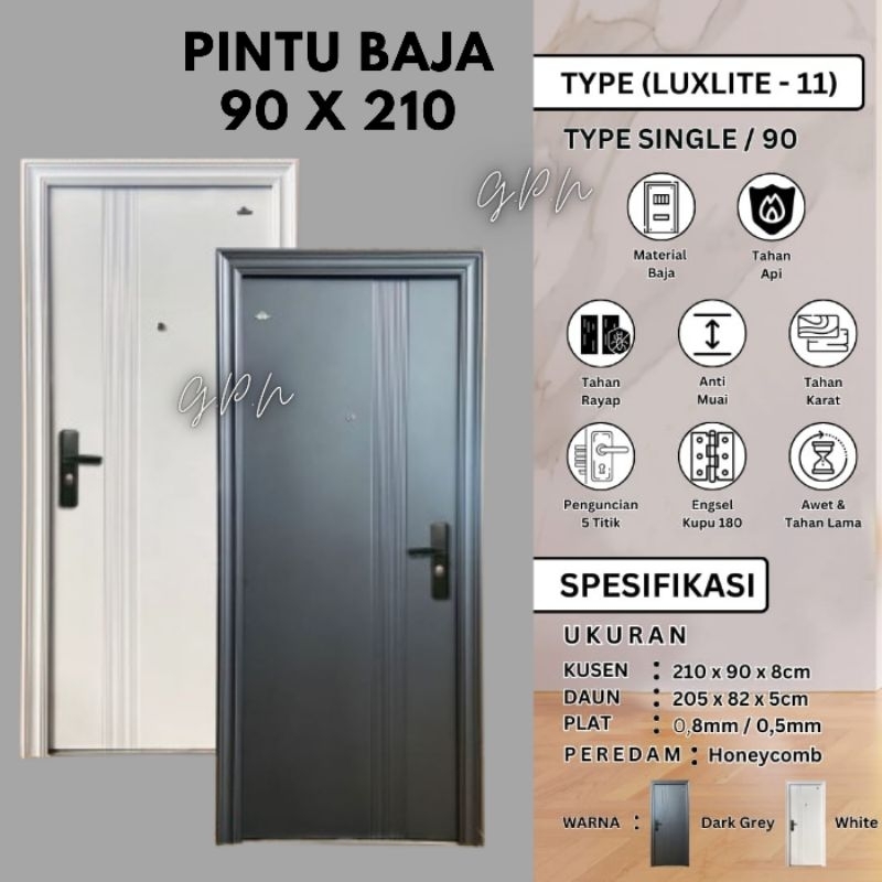 Jual Pintu Baja Rumah Utama Lengkap Kusen Pintu Engsel Handle Kunci Anti Karat Keropos Rayap ...