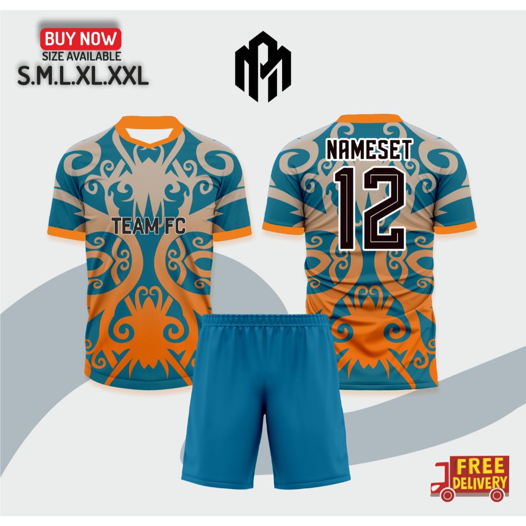 Jual BAJU JERSEY/JERSI MOTIF BATIK OREN BATIK AKAR/JERSEY VOLLY/BOLA/FUTSAL GRATIS NAMA (BISA ...