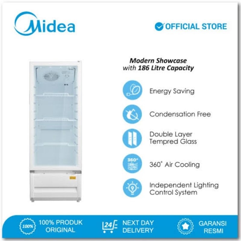 Jual Midea Showcase MDRZ262FGG30 Showcase 1 Pintu Kapasitas 186L - Model Garansi Resmi 5 Tahun ...
