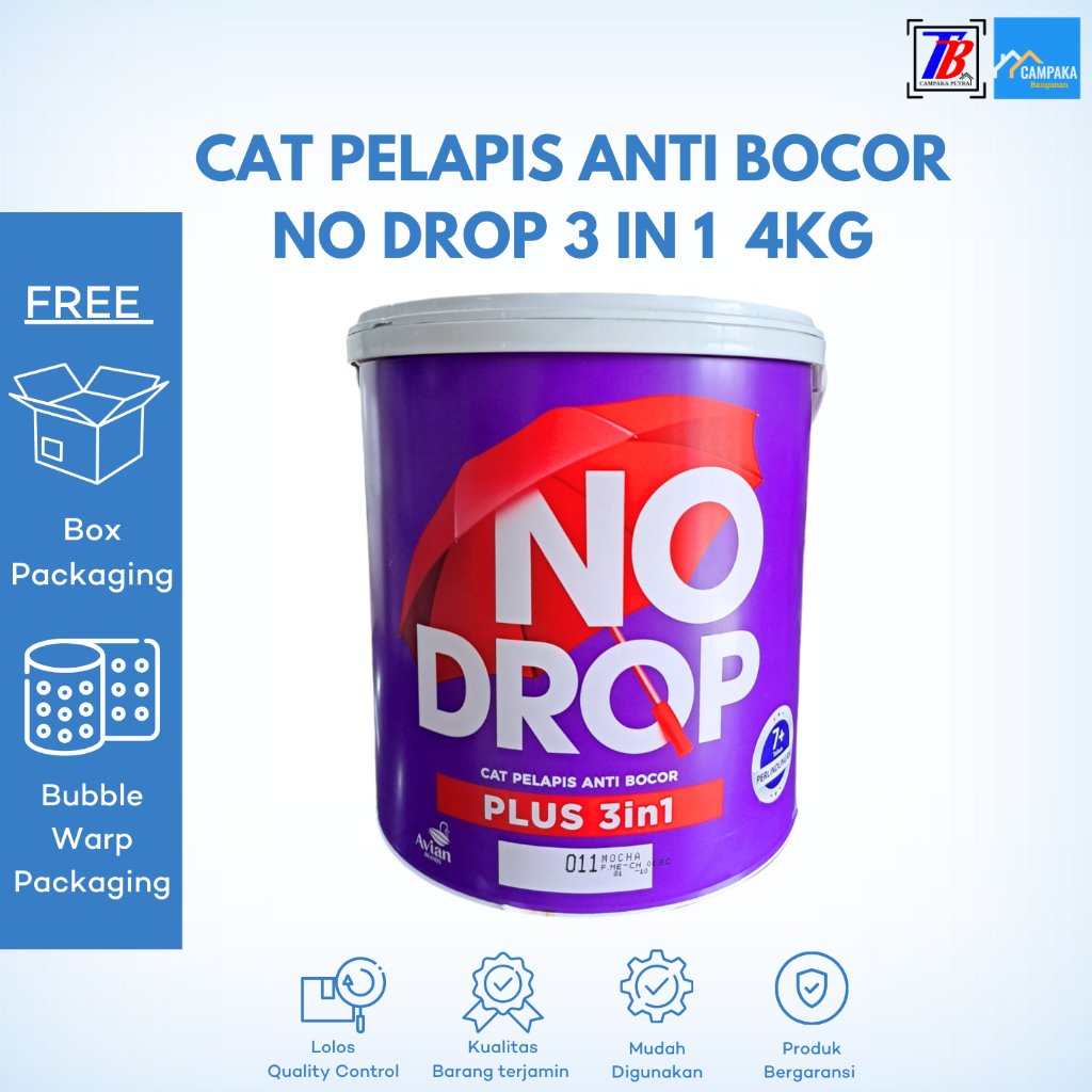 Jual CAT NO DROP PLUS 3 IN 1 KATALOG WARNA 4KG WATERPROOF CAT PELAPIS ANTI BOCOR | Shopee Indonesia