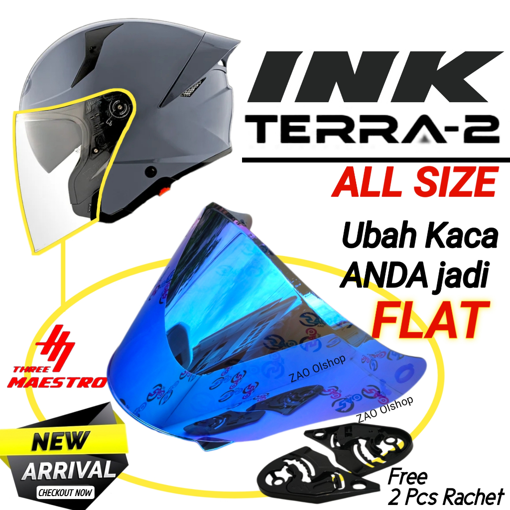 Jual Kaca Helm INK TERRA 2 Visor Helmet FLAT venom open flat datar by ...