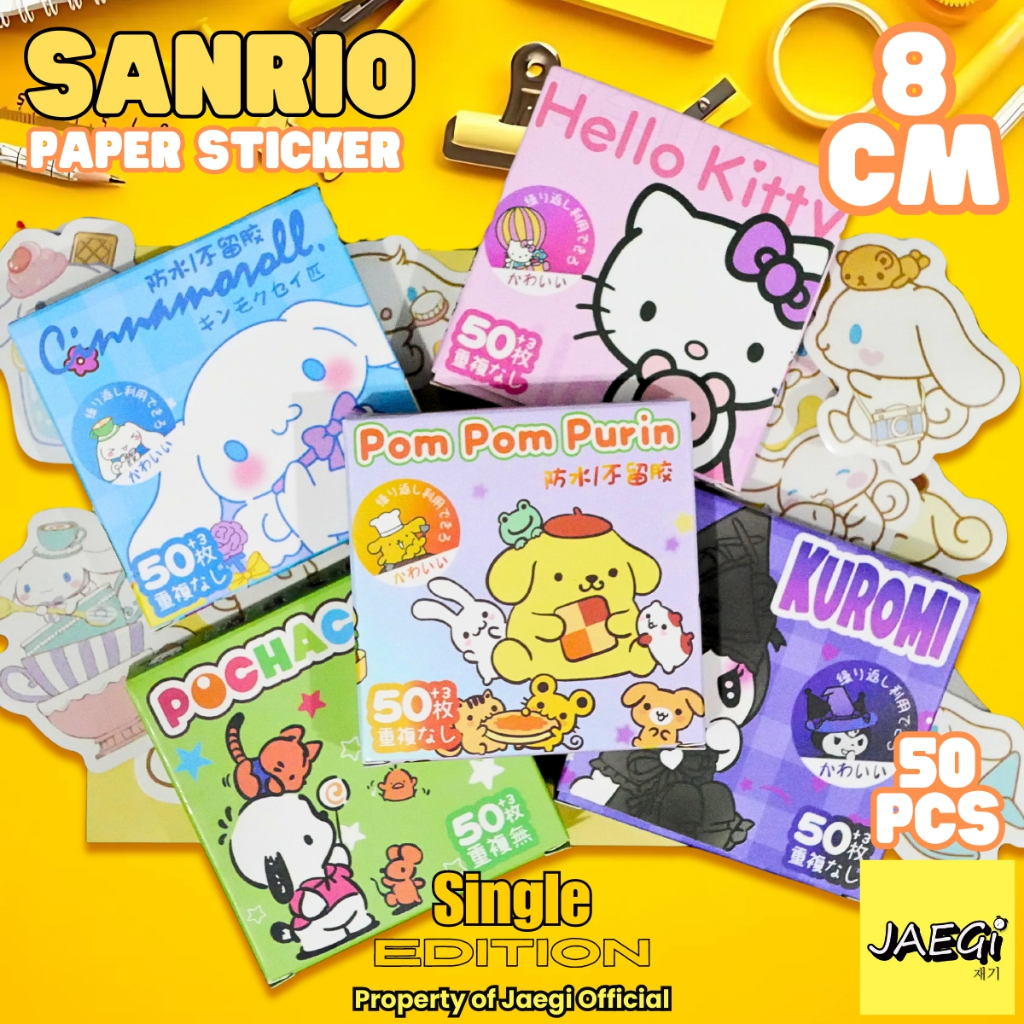 Jual JAEGi - Sanrio Paper Sticker Box Single Sticker Premium isi 50 Pcs ...