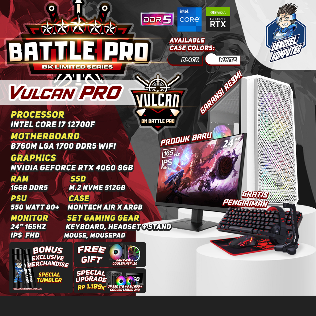 Jual PC BATTLE PRO SERIES | VULCAN PRO | i7 12700F - NVIDIA RTX 4060 ...